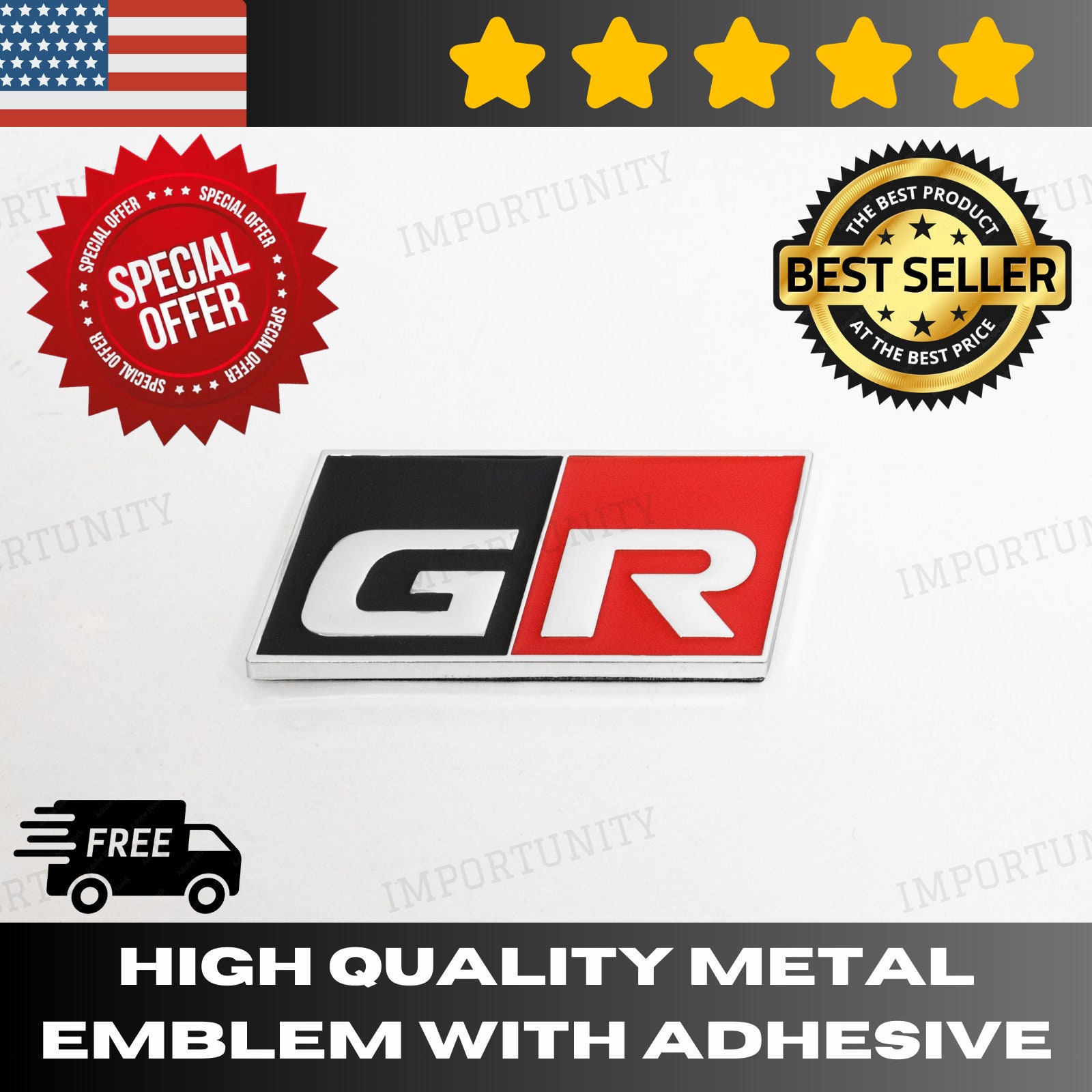 Toyota GR Gazoo Racing Chrome Emblem Decal Badge Sticker Nameplate 3D ...