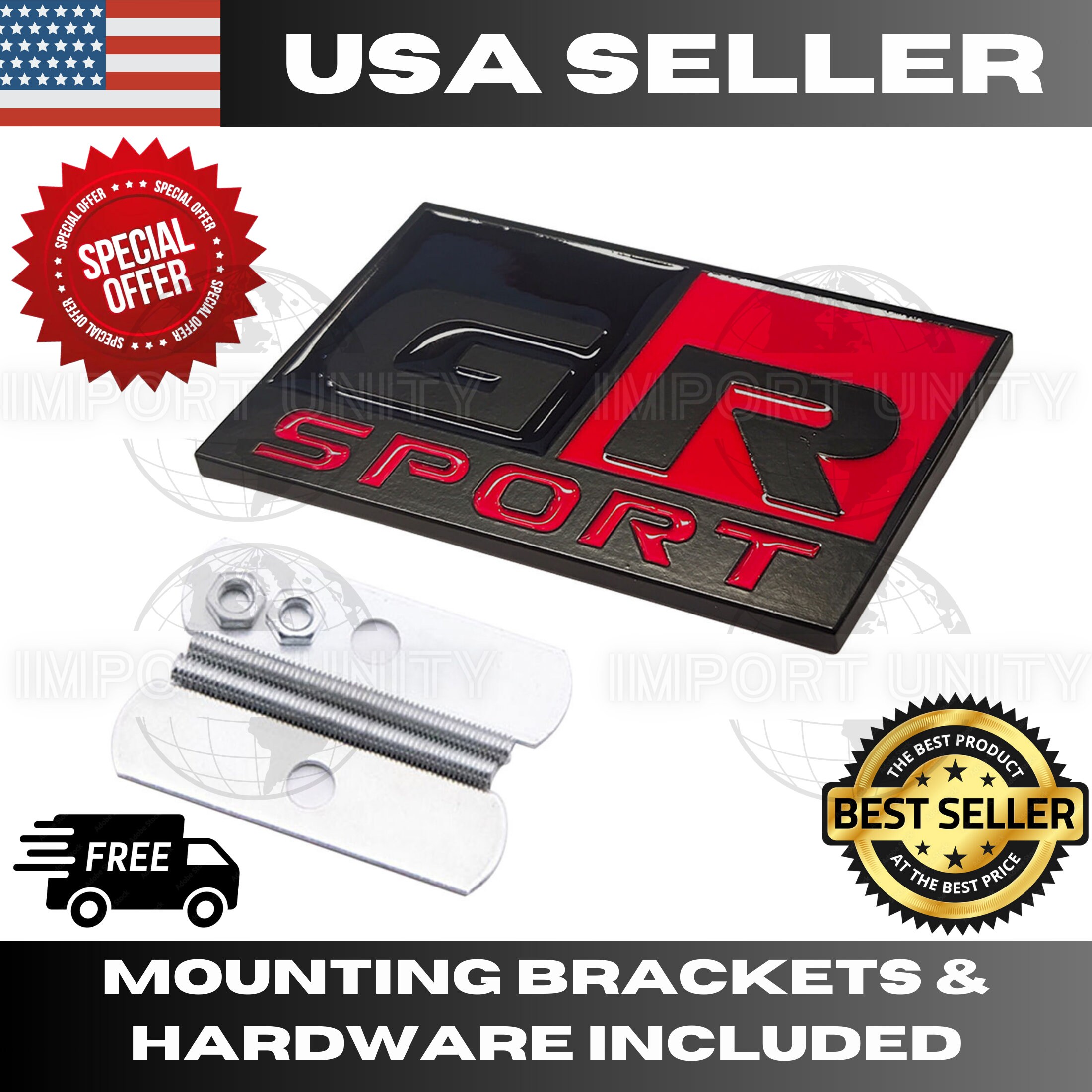 For Toyota GR Sport Letter Front Grille Bumper Emblem Badge Logo Black ...