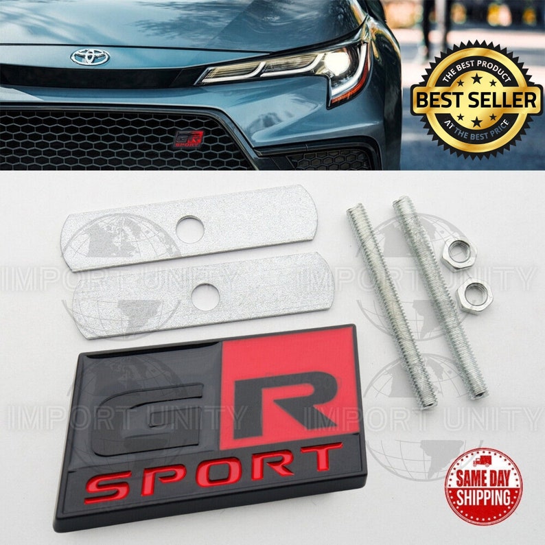For Toyota GR Sport Letter Front Grille Bumper Emblem Badge Logo Black ...