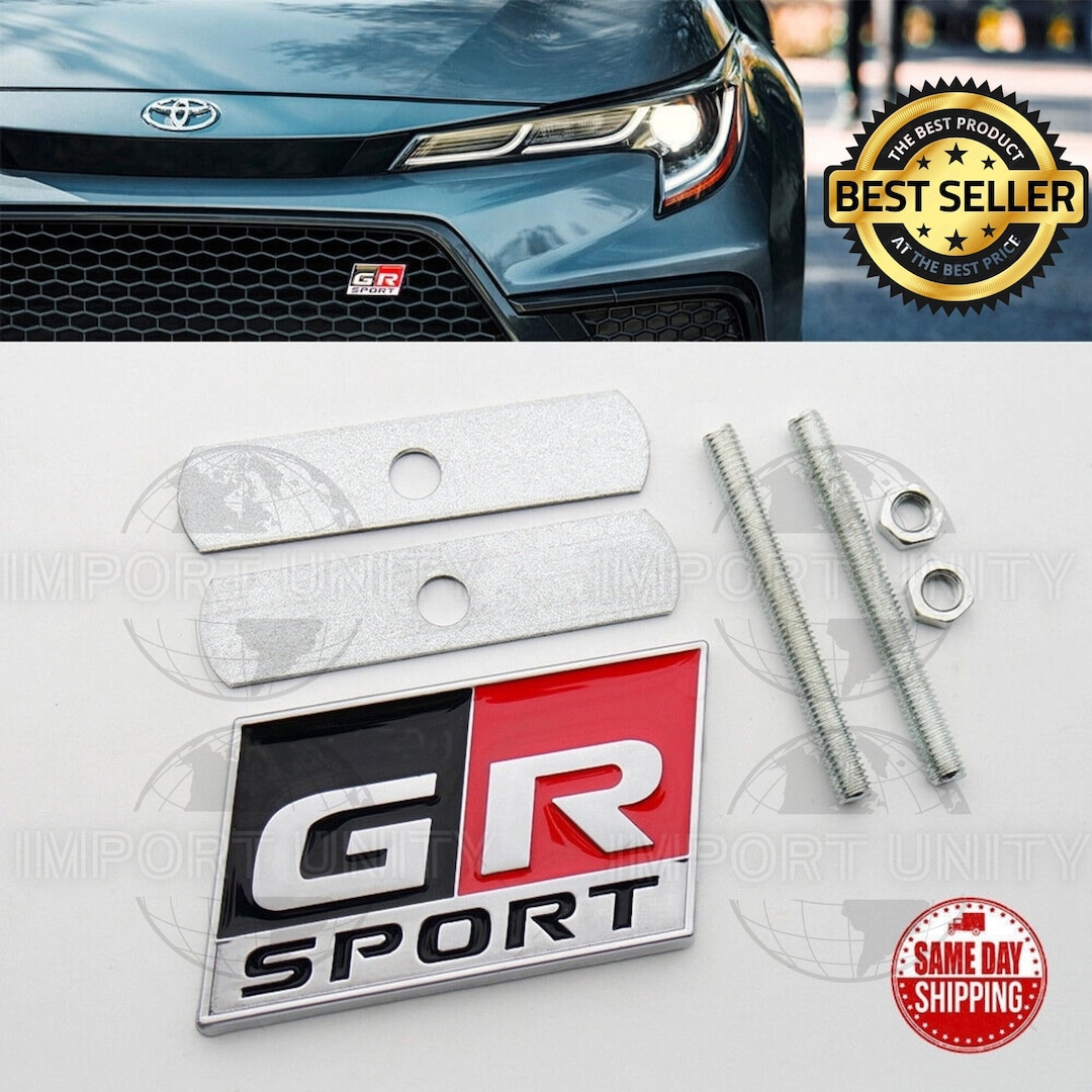 For Toyota GR Sport Letter Front Grille Bumper Emblem Badge Logo Chrome ...