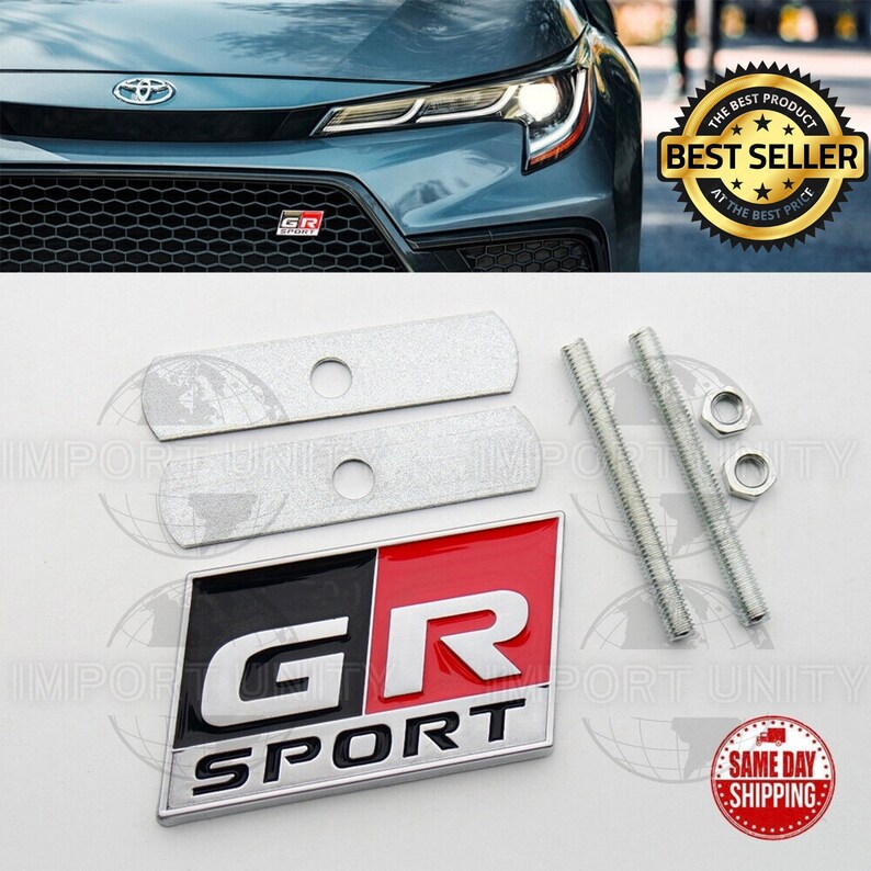 For Toyota GR Sport Letter Front Grille Bumper Emblem Badge Logo Chrome ...