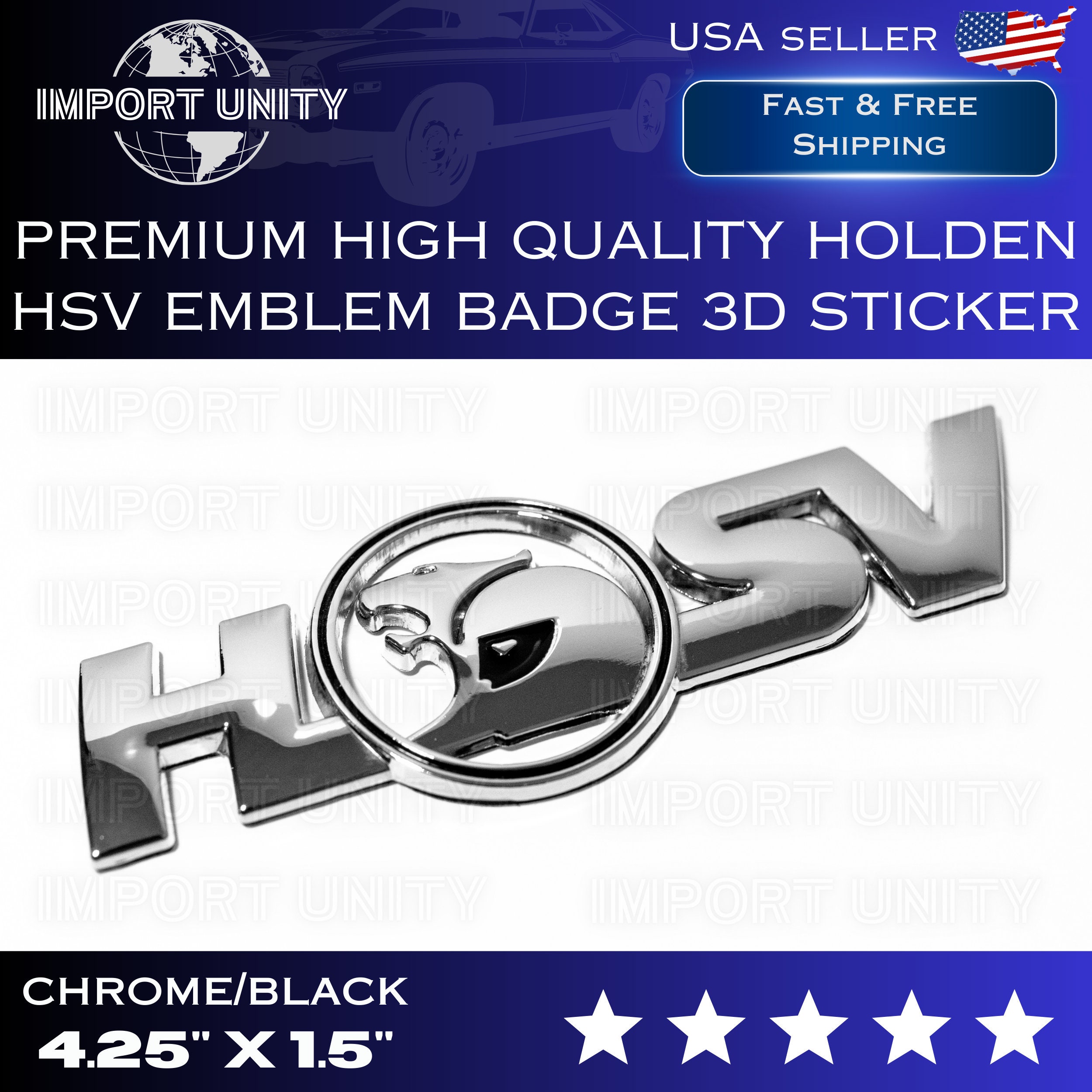 Chrome/black HSV 'holden Special Vehicles' Racing Badge Emblem for ...