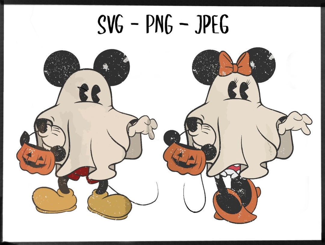 Mickey and Minnie Ghost Vintage Halloween Svg Png Retro - Etsy