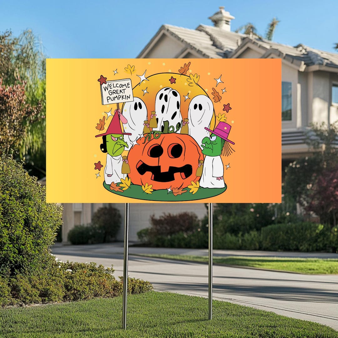 Welcome Pumpkin Yard Sign Hello Pumpkin Sign Trick or Treat Garden Sign ...