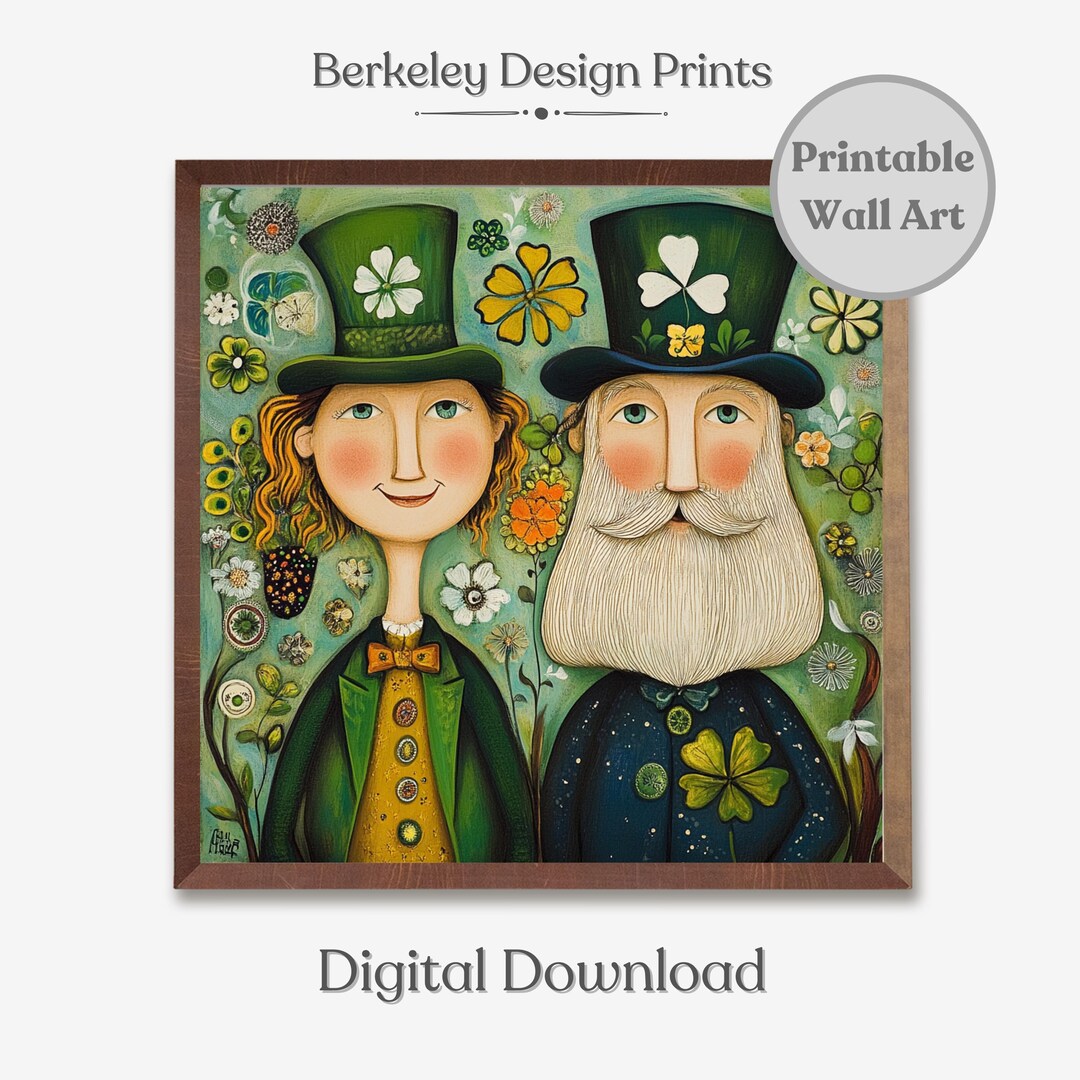 Printable St. Patricks Day Wall Art, Digital Download, Irish Folk Art ...