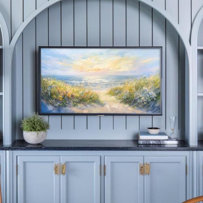 Wildflower Coastal Landscape, Spring Meadow Frame TV Art, Colorful ...