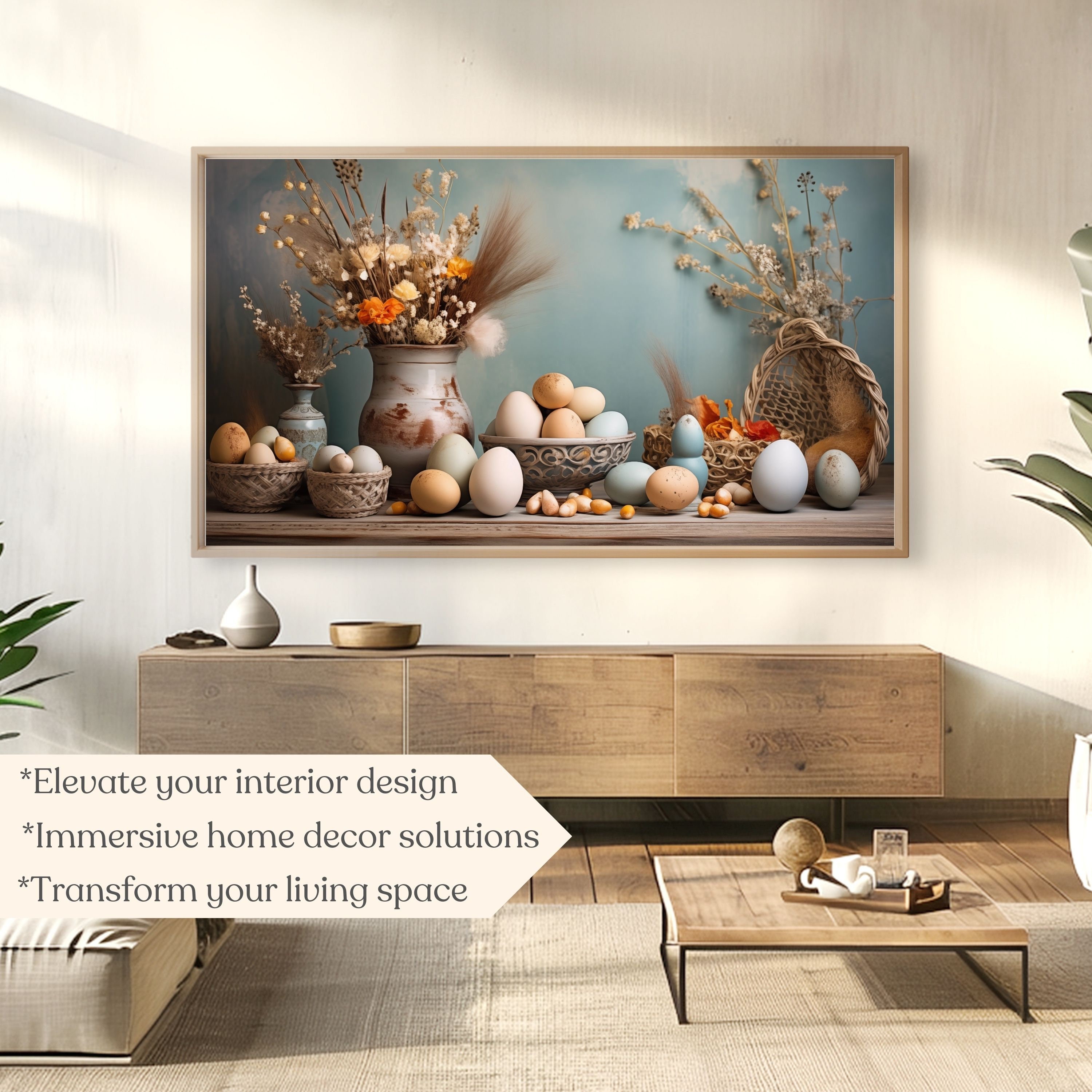 Easter Frame TV Art Spring Décor Vintage Farmhouse TV Frame Tv Art ...