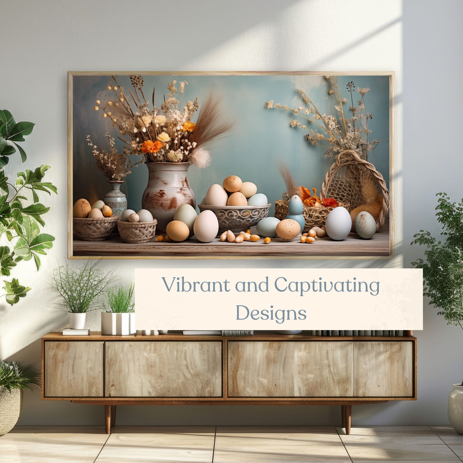 Easter Frame TV Art Spring Décor Vintage Farmhouse TV Frame Tv Art ...