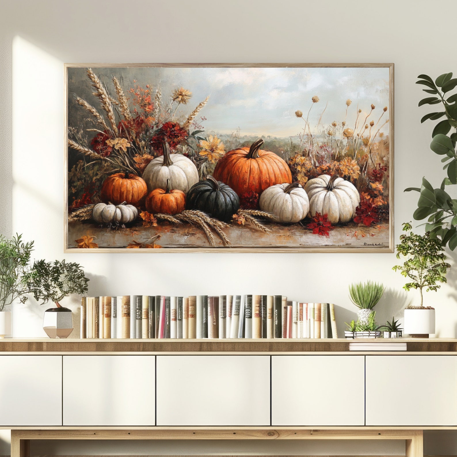 Autumn Frame Tv Art, Fall Pumpkin Vintage Painting, Fall Frame TV Art ...