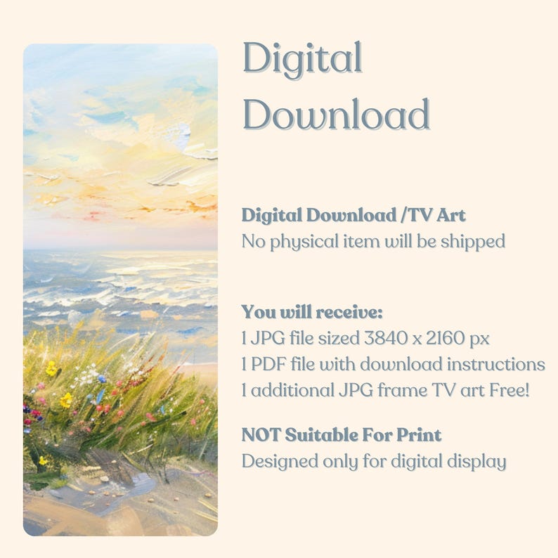 Wildflower Coastal Landscape, Spring Meadow Frame TV Art, Colorful ...
