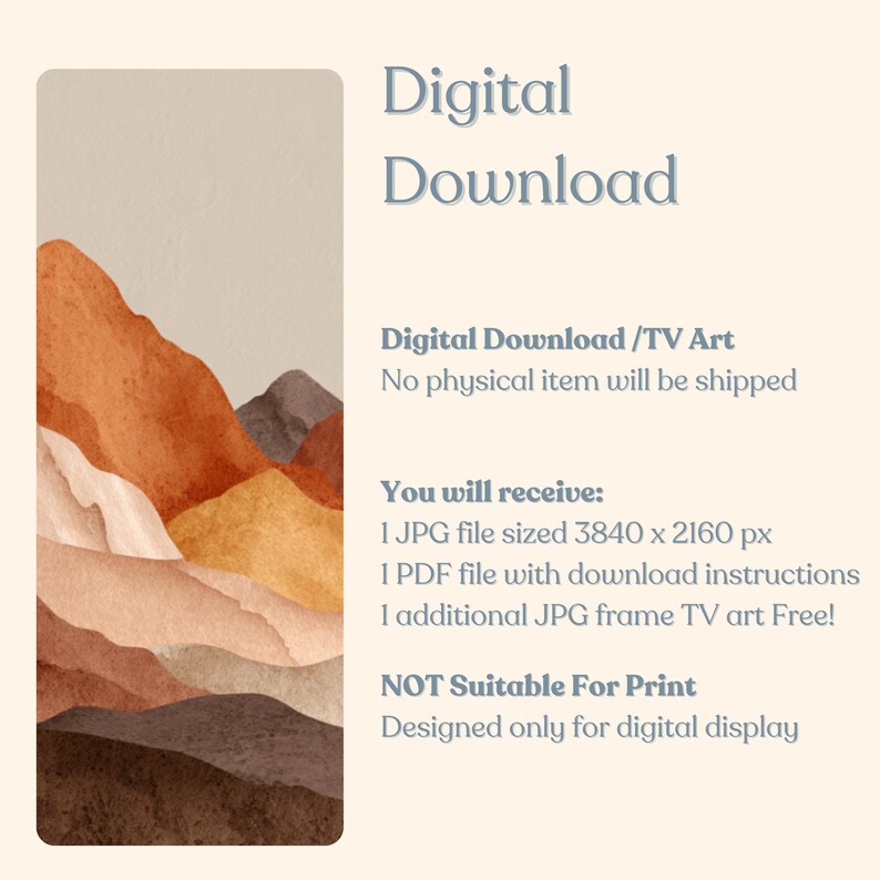 Warm Tone Mountain Landscape Frame TV Art, Abstract Mountain Colorblock ...