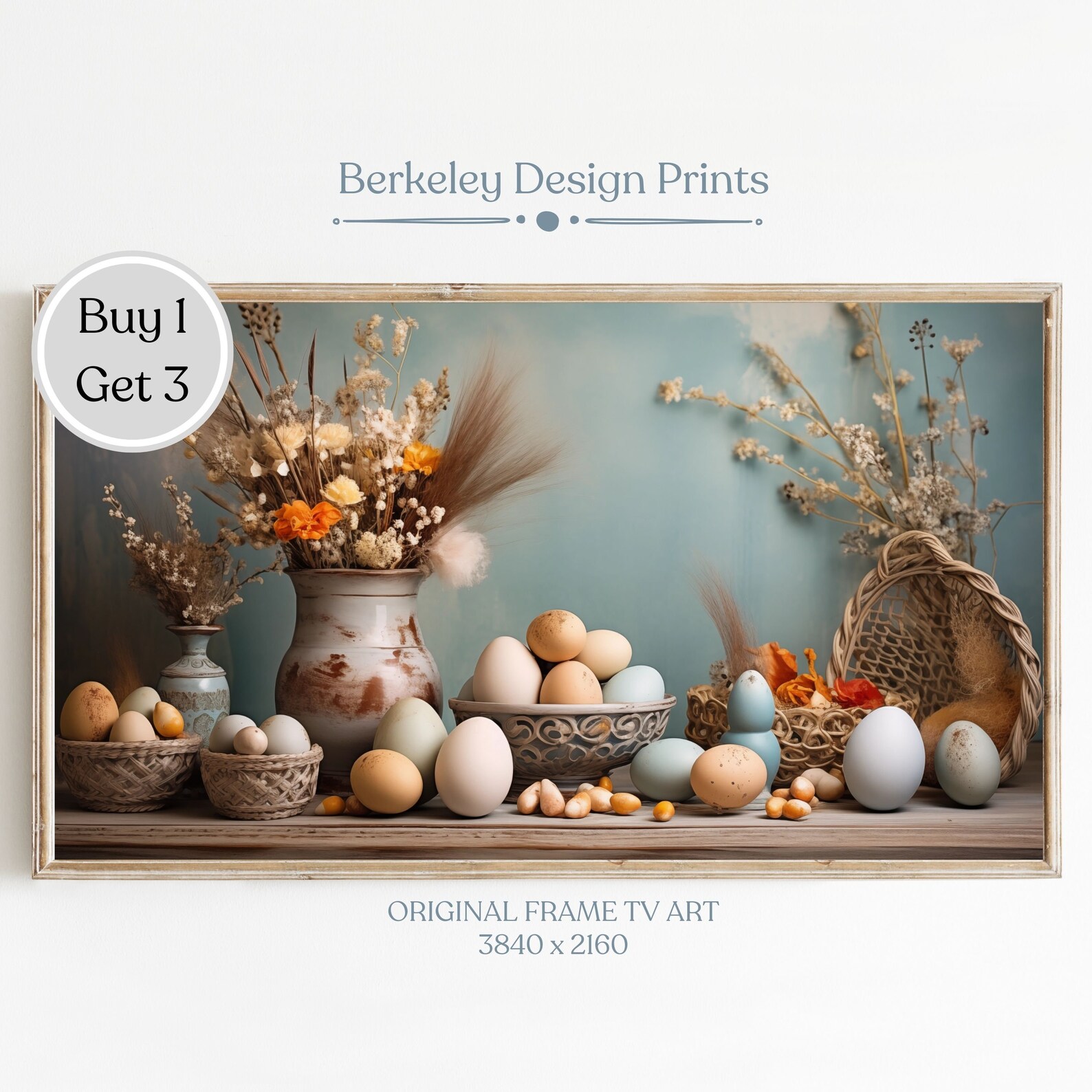 Easter Frame TV Art Spring Décor Vintage Farmhouse TV Frame Tv Art ...