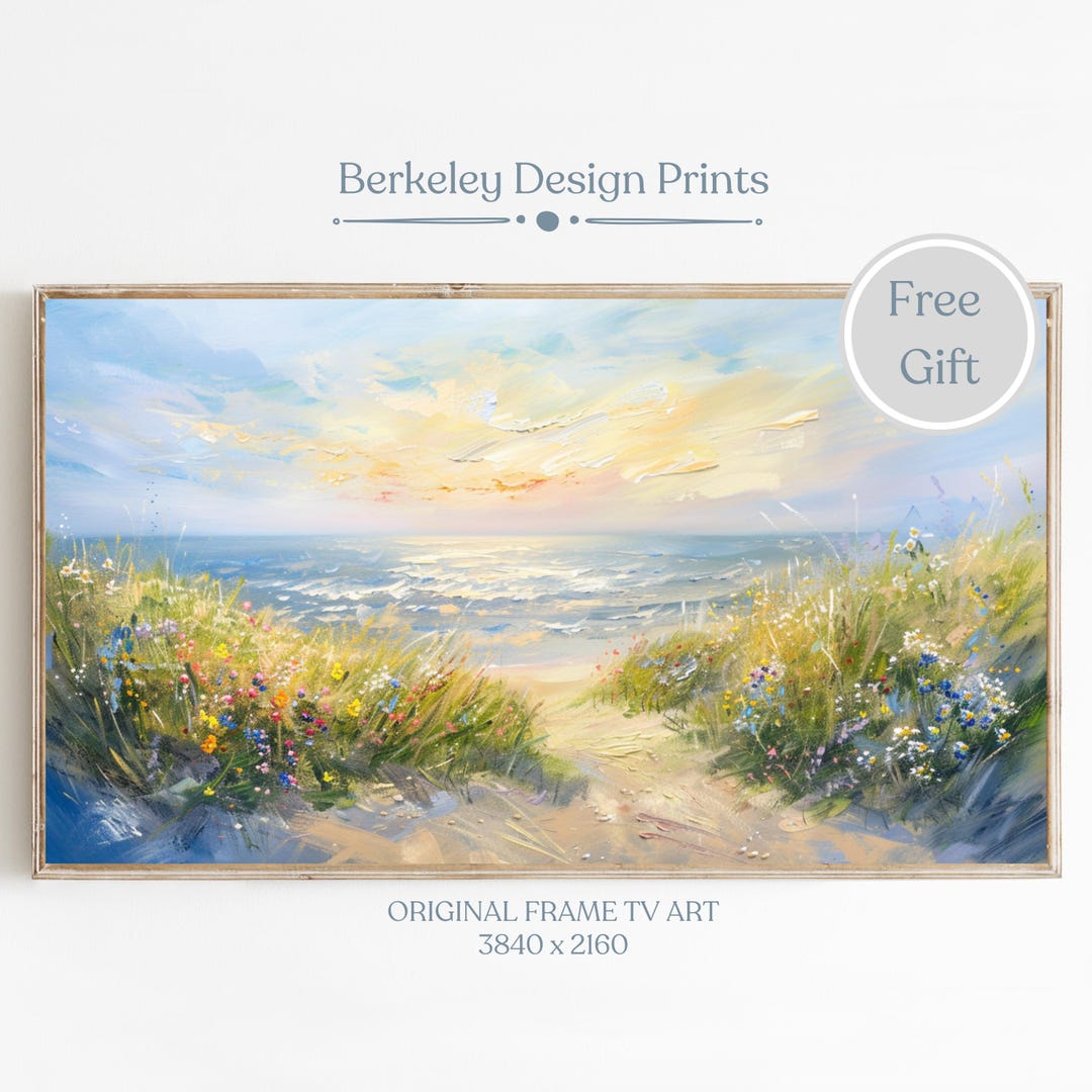 Wildflower Coastal Landscape, Spring Meadow Frame TV Art, Colorful ...