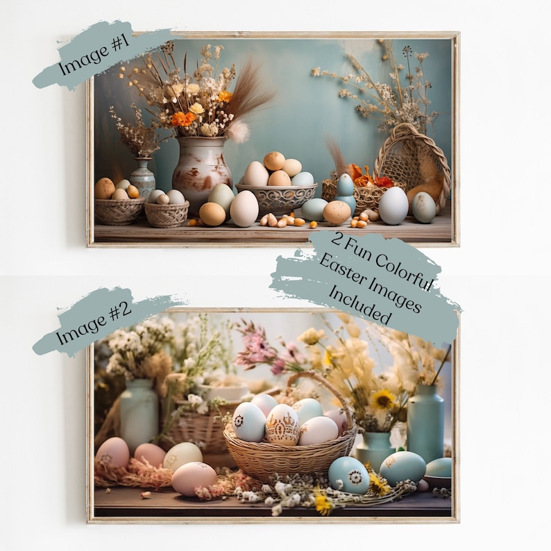 Easter Frame TV Art Spring Décor Vintage Farmhouse TV Frame Tv Art ...