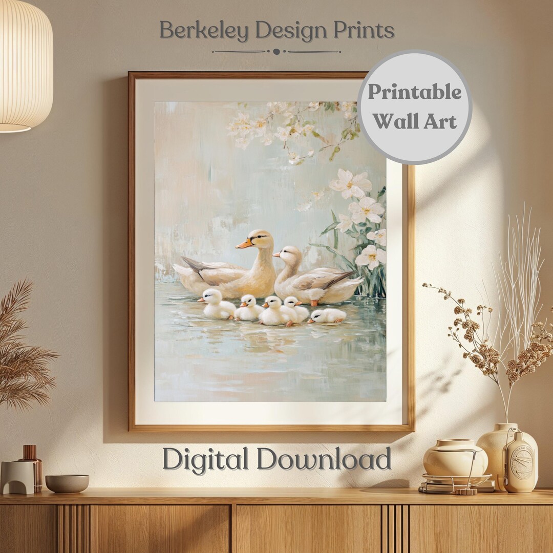 Spring Ducklings Digital Download, Watercolor Duck Pond Printable Art ...