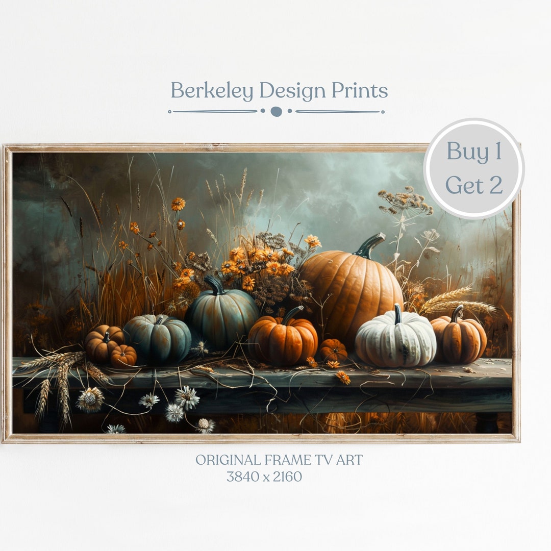 Autumn Wildflowers Frame Tv Art, Fall Wall Art, Fall Pumpkin Oil ...