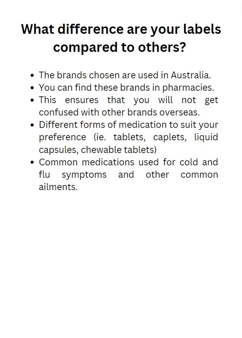 Australian Pocket Pharmacy Labels, Printable Pill Case Labels, Common ...