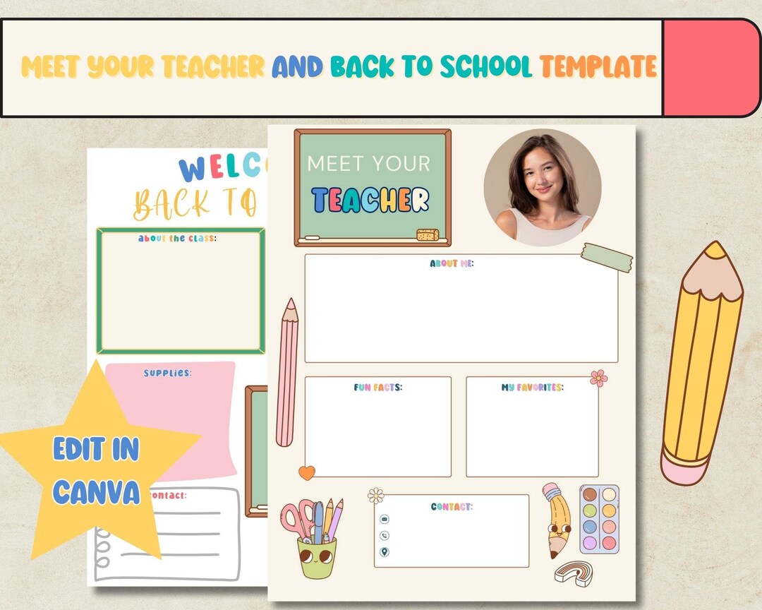 Meet Your Teacher and Back to School Digital Template, Bundle, Editable ...