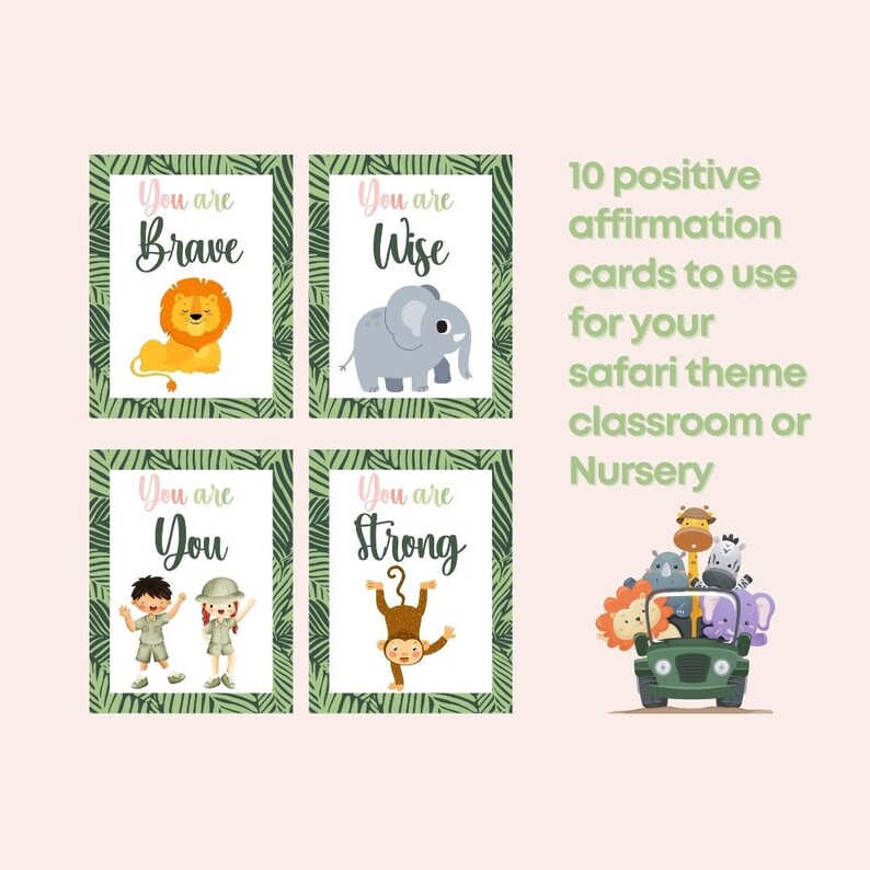 Safari Positive Affirmation Cards Printable Download | for Classroom or ...