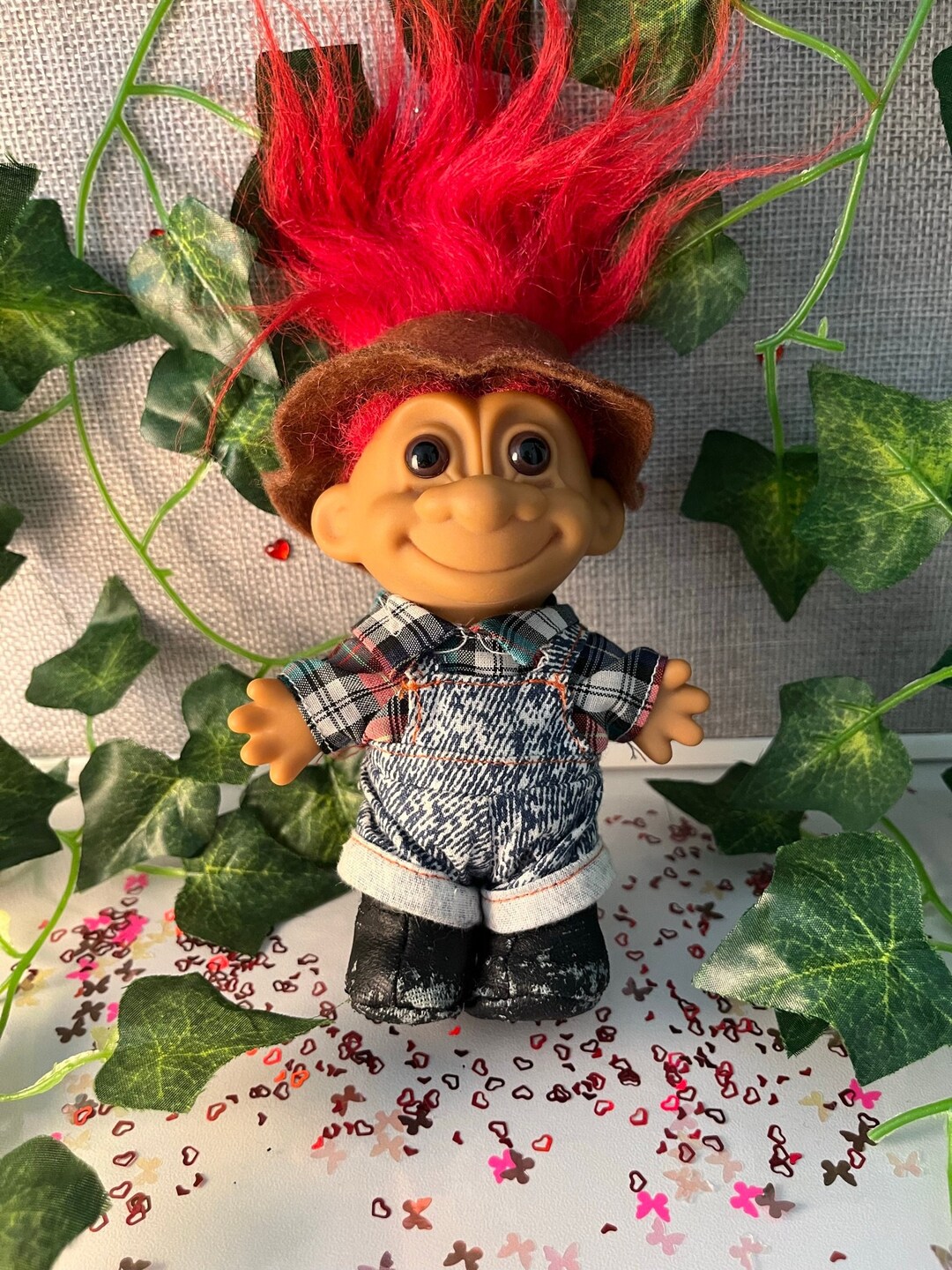 Vintage Russ Berrie, Scarecrow Cowboy Farmer Troll Doll, Red Hair, Boy ...