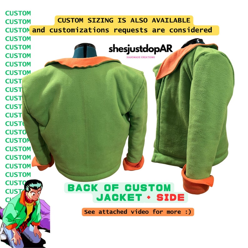 Custom Yusuke Urameshi Green Jacket , Men's Jacket , Customizable ...