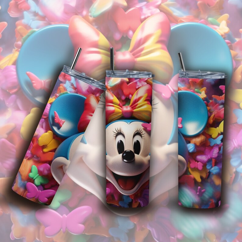 Minnie Mouse Color Butterflies Digital Stencil Skinny 20oz - Etsy