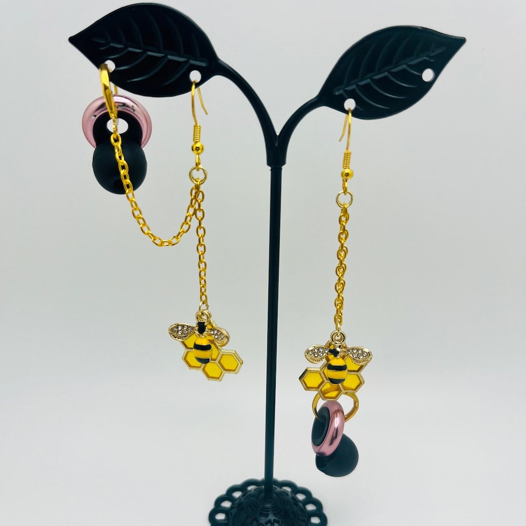 Bumblebee Honeycomb Earplug Earrings for Loops or Airpods ...
