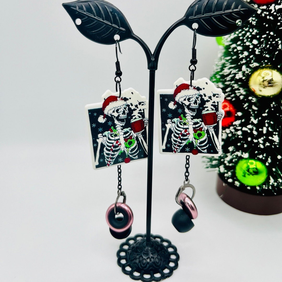 Skeleton Santa Earplugs Earrings for Loops or AirPod Earbud Holder ...