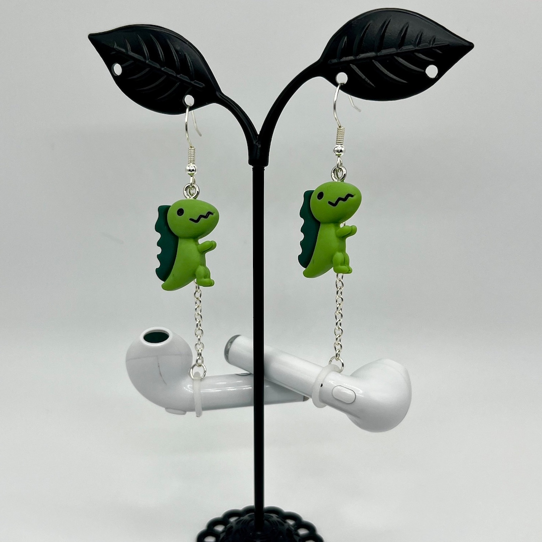 Green T Rex Dinosaurs Loop Earplug or AirPod Earbud Earrings for Autism, ADHD, Sensory Issues ...