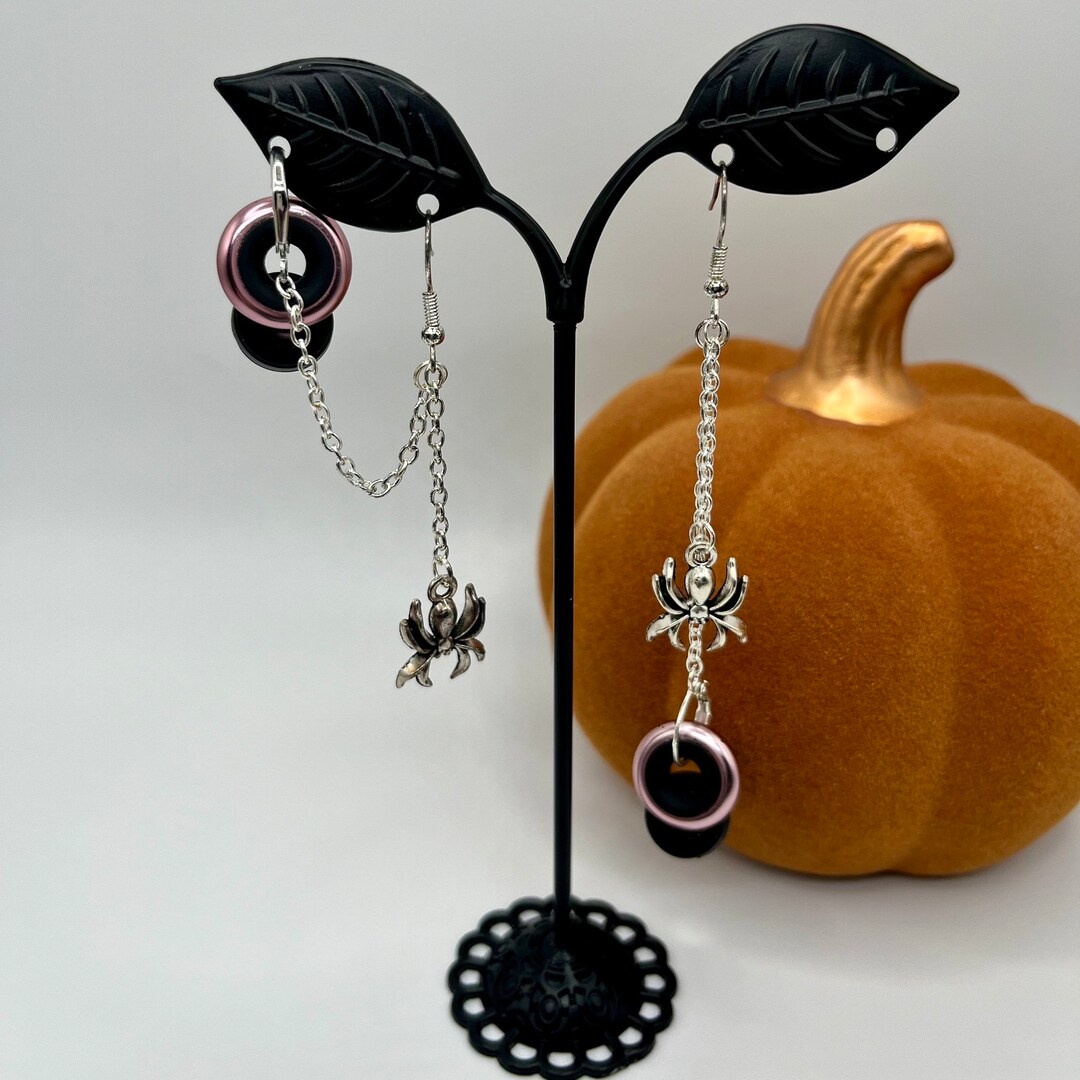 Spiders on a Web Loop Earplug or AirPod Earbud Halloween Earrings for ...