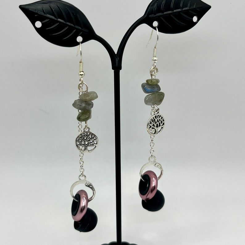Labradorite Bodhi Tree of Life Loop Earplug or AirPod Earbud Earrings ...