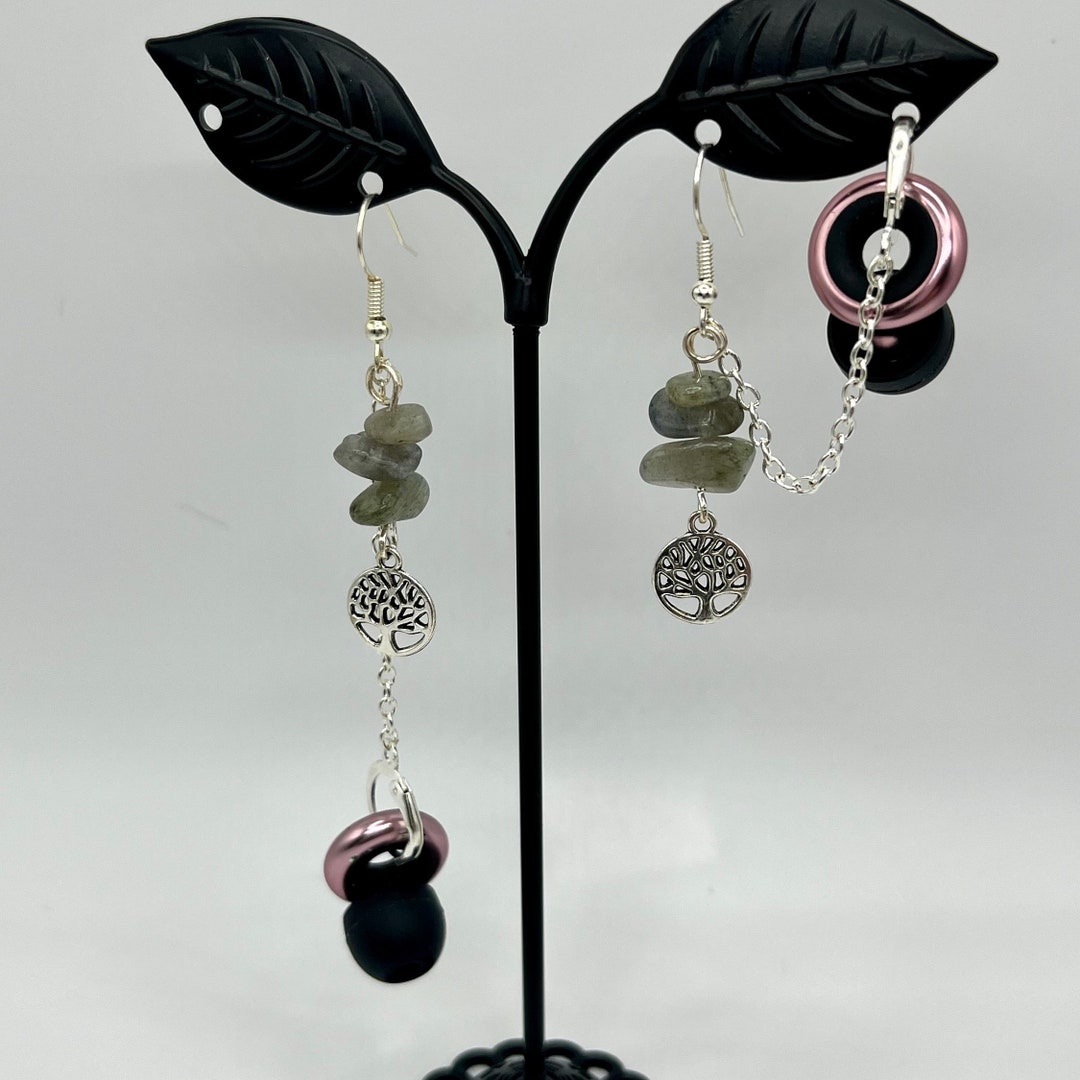 Labradorite Bodhi Tree of Life Loop Earplug or AirPod Earbud Earrings ...