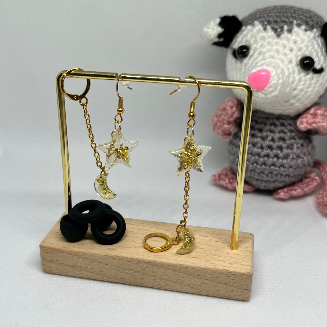 Gold Star With Moving Moon Loop Earplug or AirPod Earbud - Etsy
