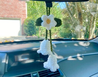 Handmade Lily of the Valley Mirror Car Hanging Accessories Boho Floral ...