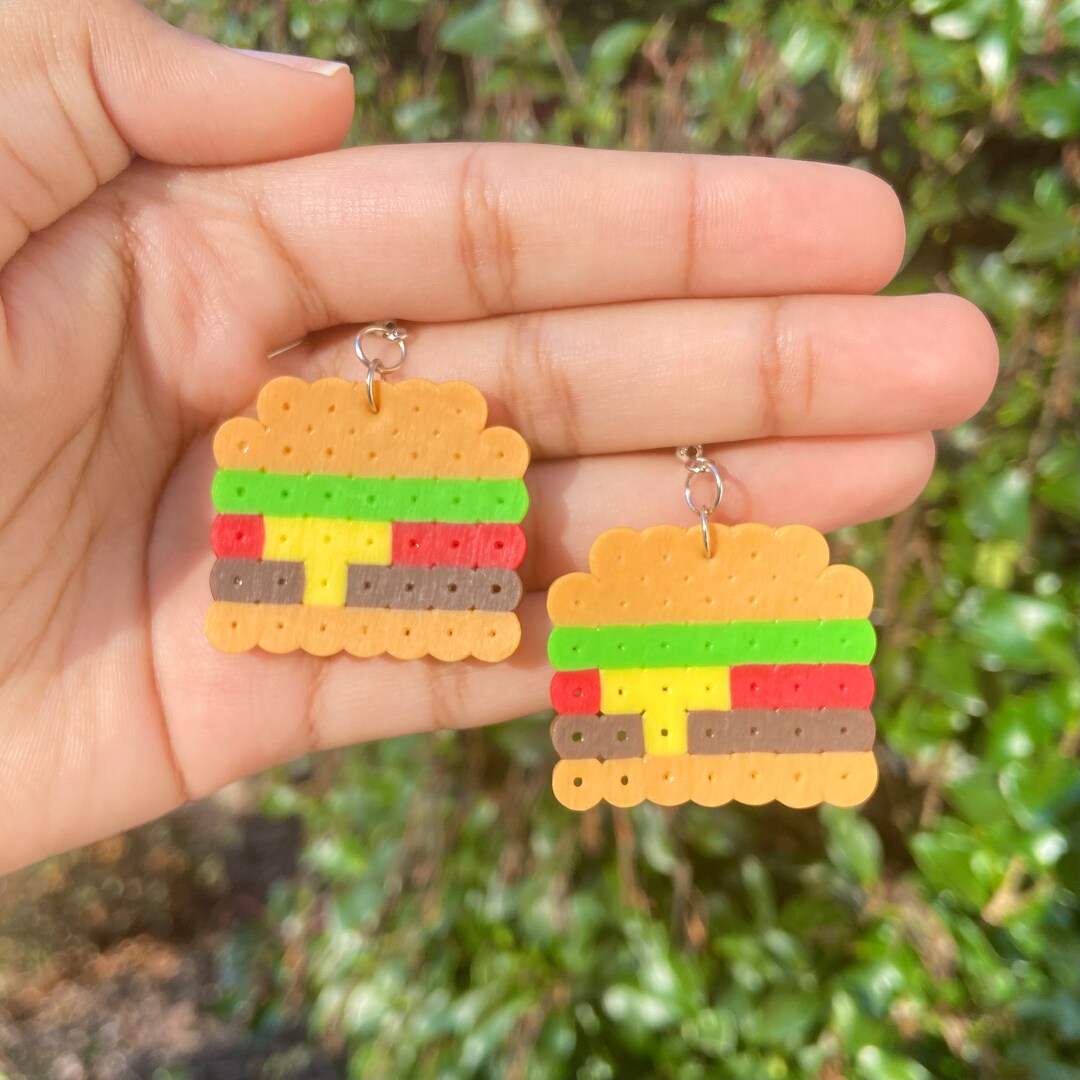 Burger Perler Bead Earrings - Etsy
