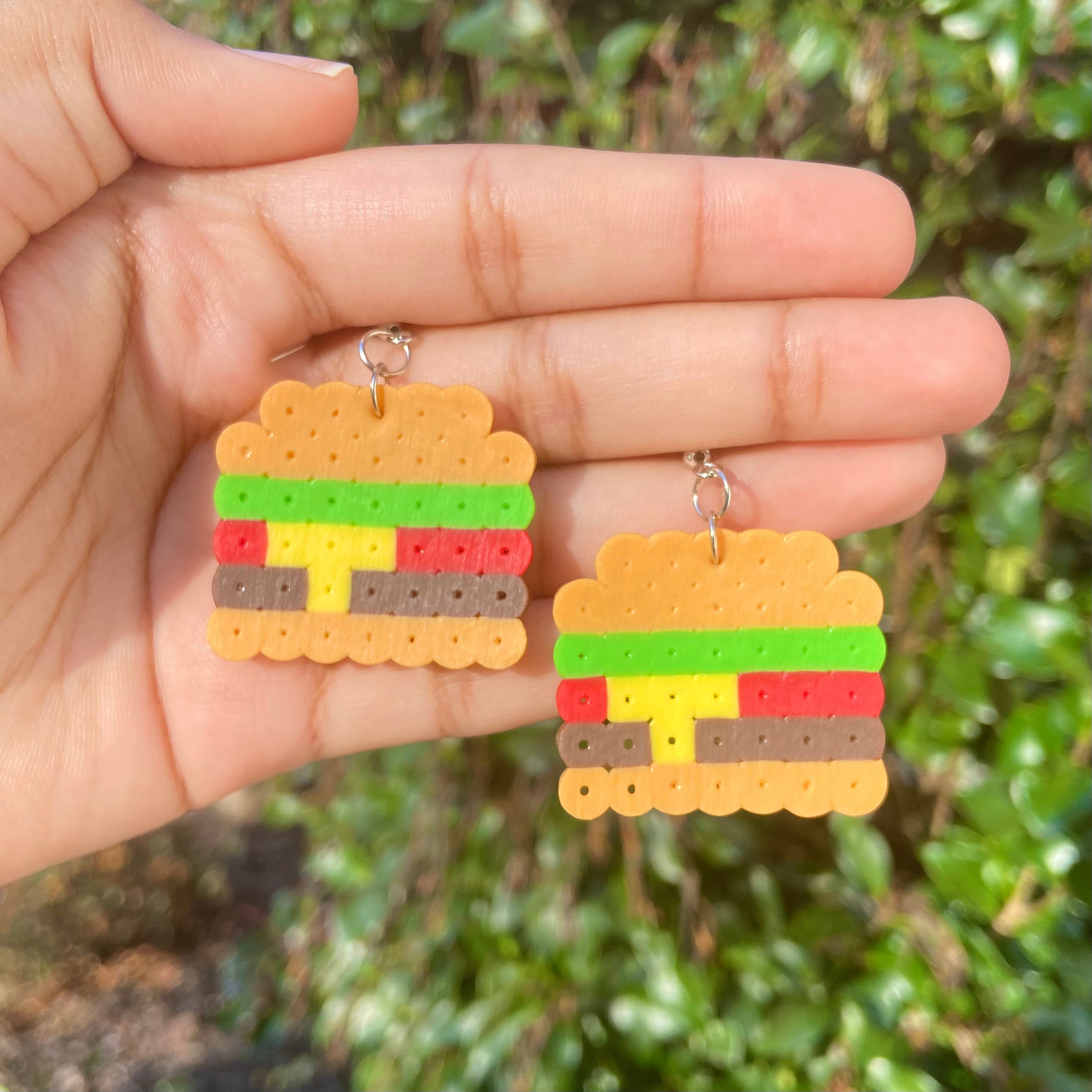 Burger Perler Bead Earrings - Etsy
