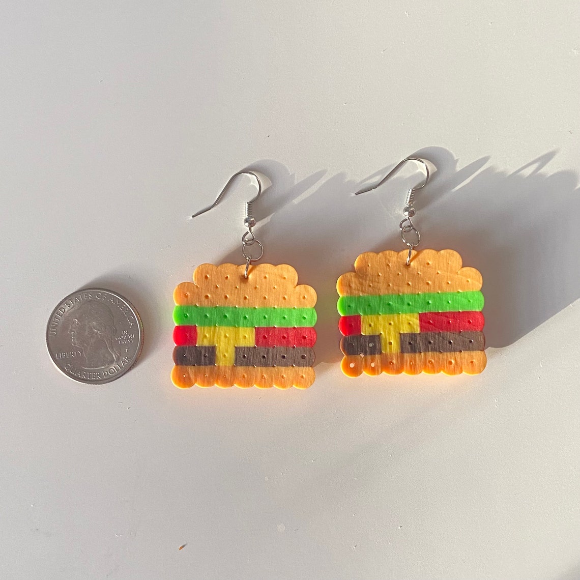 Burger Perler Bead Earrings - Etsy