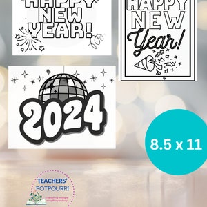 2024 New Year Coloring Sheets Printables, New Year Coloring Activity ...