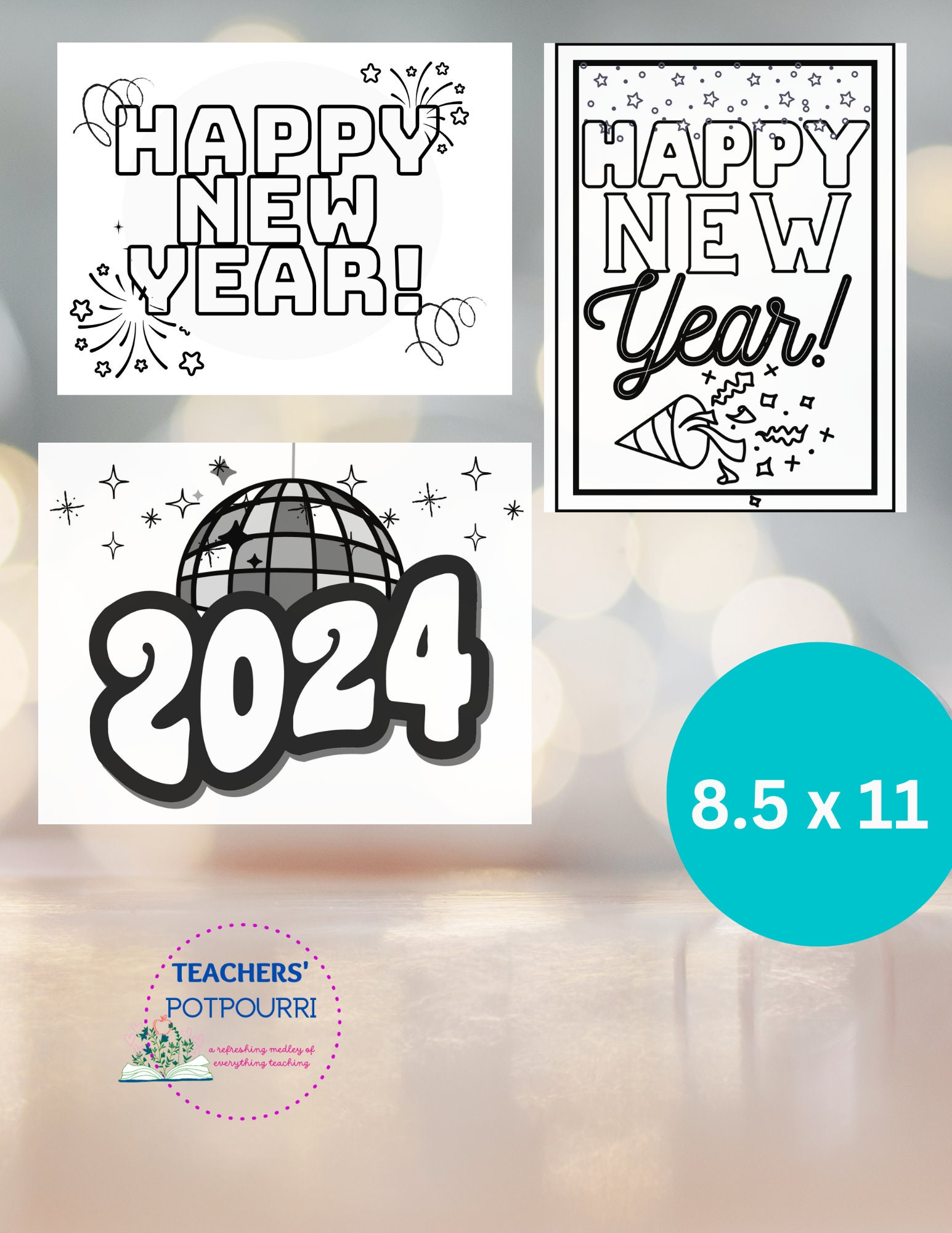 2024 New Year Coloring Sheets Printables, New Year Coloring Activity ...