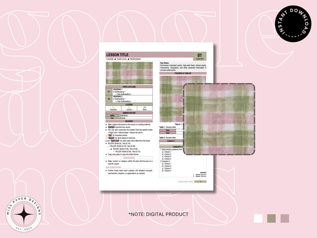 Aesthetic Google Docs Notes Template | Digital Study Notes | Minimalist ...