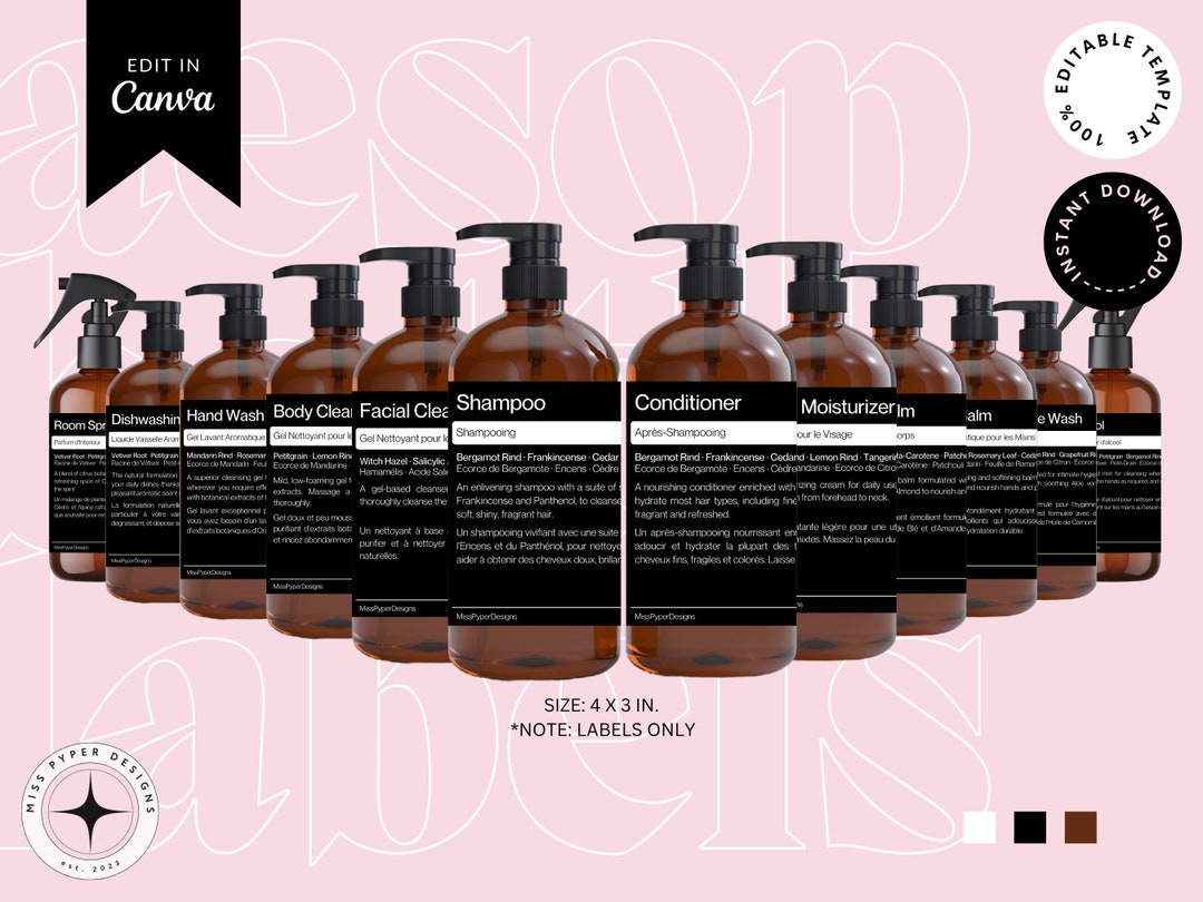 Luxury Aesop Inspired Customizable Soap Bottle Labels Shampoo ...