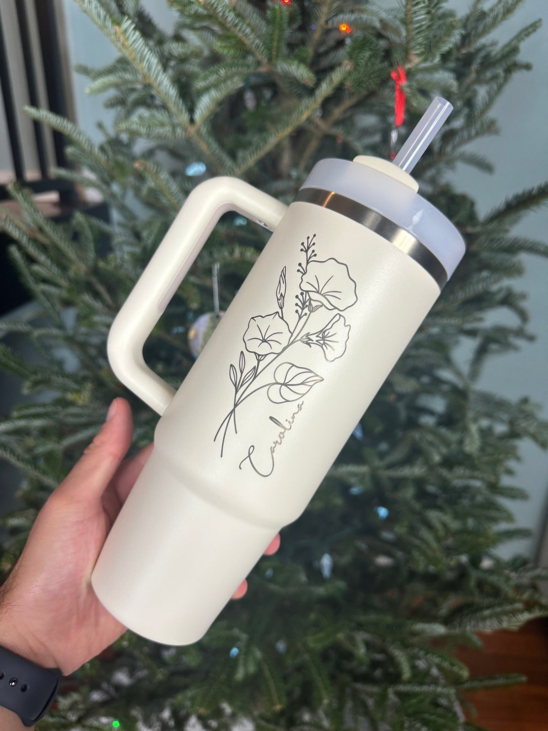 Personalized Birth Flower Stanley Tumbler With Name ,personalized Birth ...