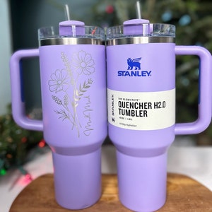 Birth Flower Cup Tumbler With Name, Stanley Cup, Personalized Birth ...