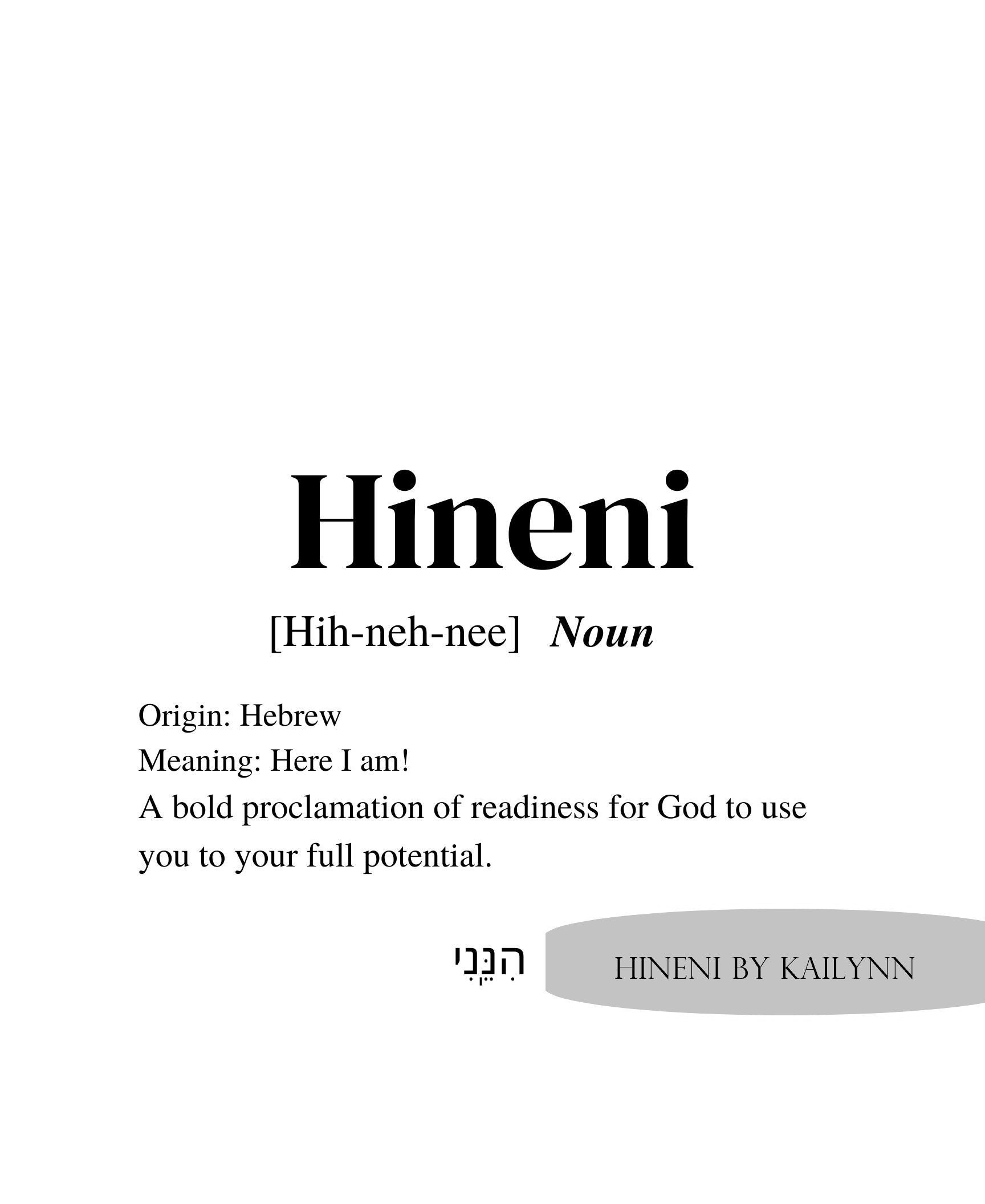 Christian Wall Art, Hineni, Dictionary Definition, Hineni PDF, Hineni ...