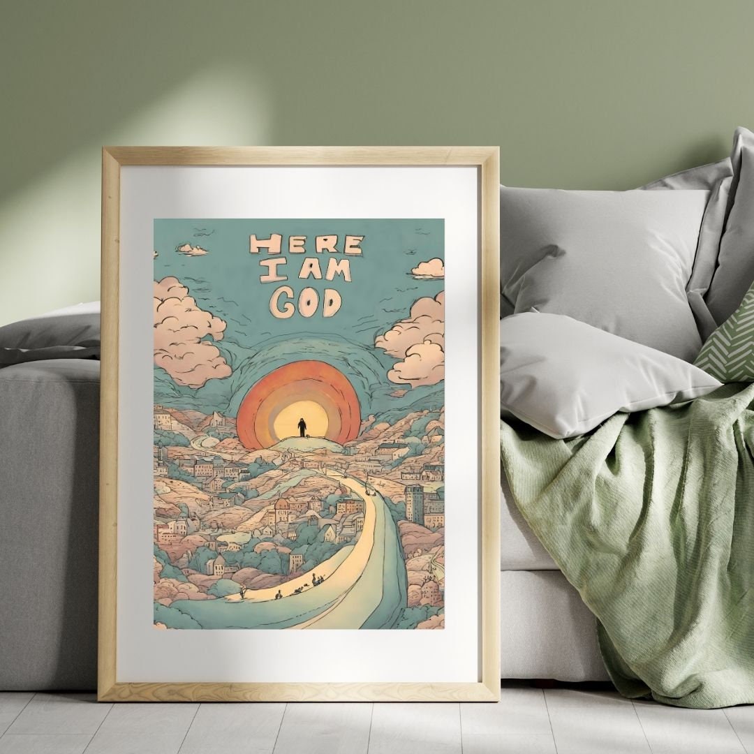 Here I Am God: PDF and JPG Printable Poster- Christian Artwork - Etsy