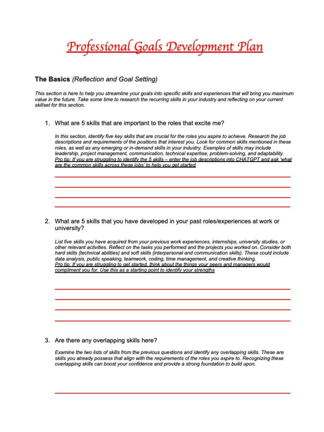 Professional Goals Development Plan - Etsy