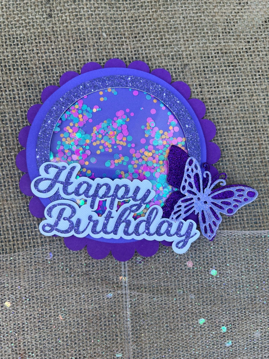 Happy Birthday, Purple Topper, Layered Cake Topper, Party Decoration ...