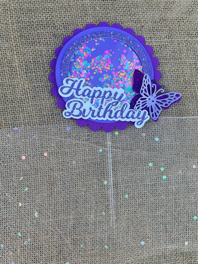 Happy Birthday, Purple Topper, Layered Cake Topper, Party Decoration ...