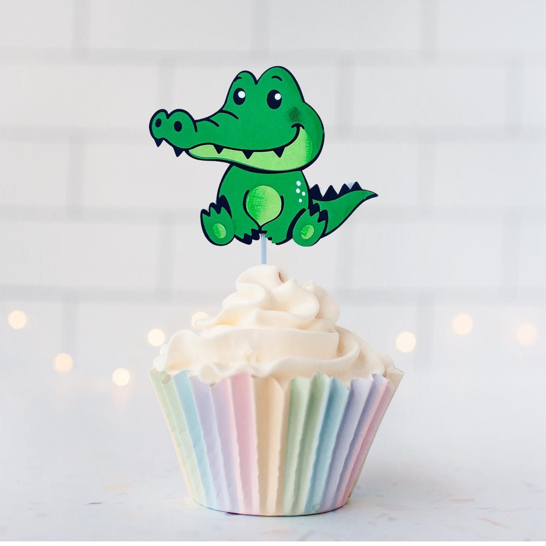 Topper Crocodile, Topper Cupcake, Party Decoration, Paper and Party ...