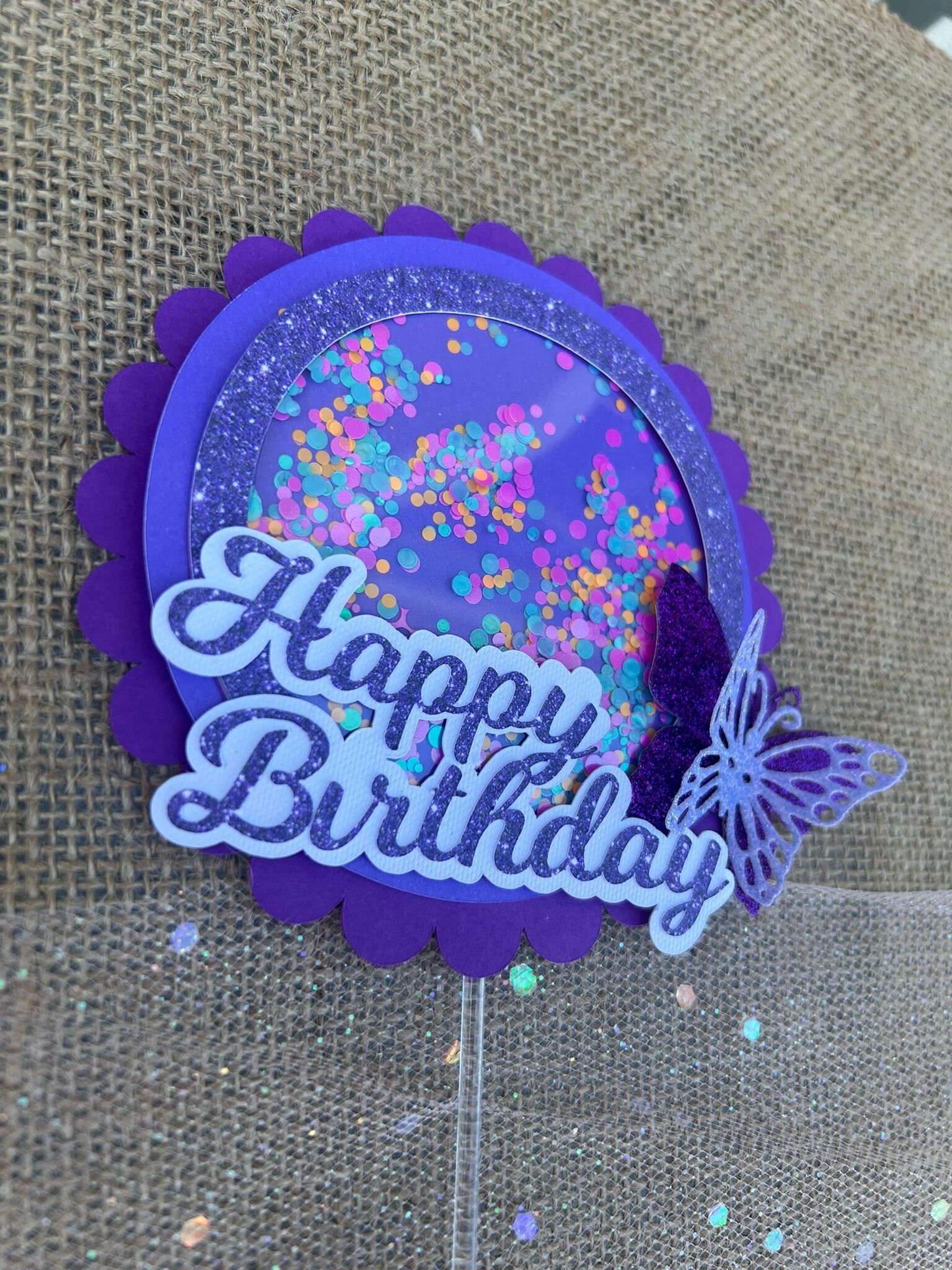 Happy Birthday, Purple Topper, Layered Cake Topper, Party Decoration ...